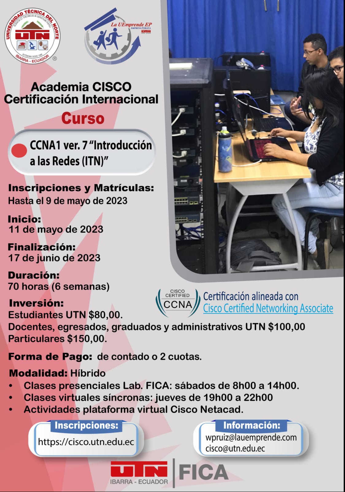 CAMBIOS CRONOGRAMA CURSO CCNA1 INTRODUCCIÓN A LAS REDES